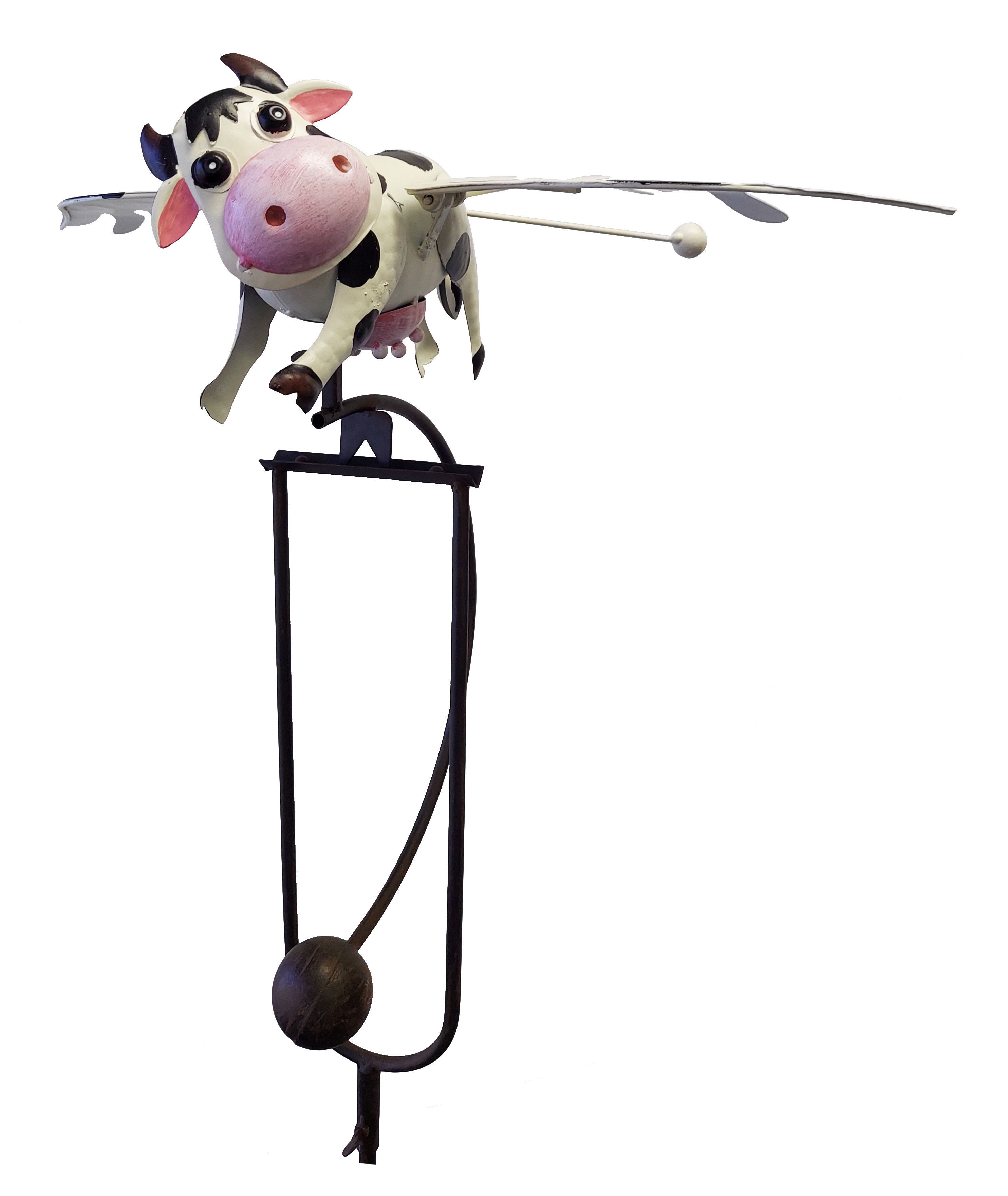 Bungalow Rose Rustic Flying Cow Balancing Rocker Garden Stake Outdoor ...