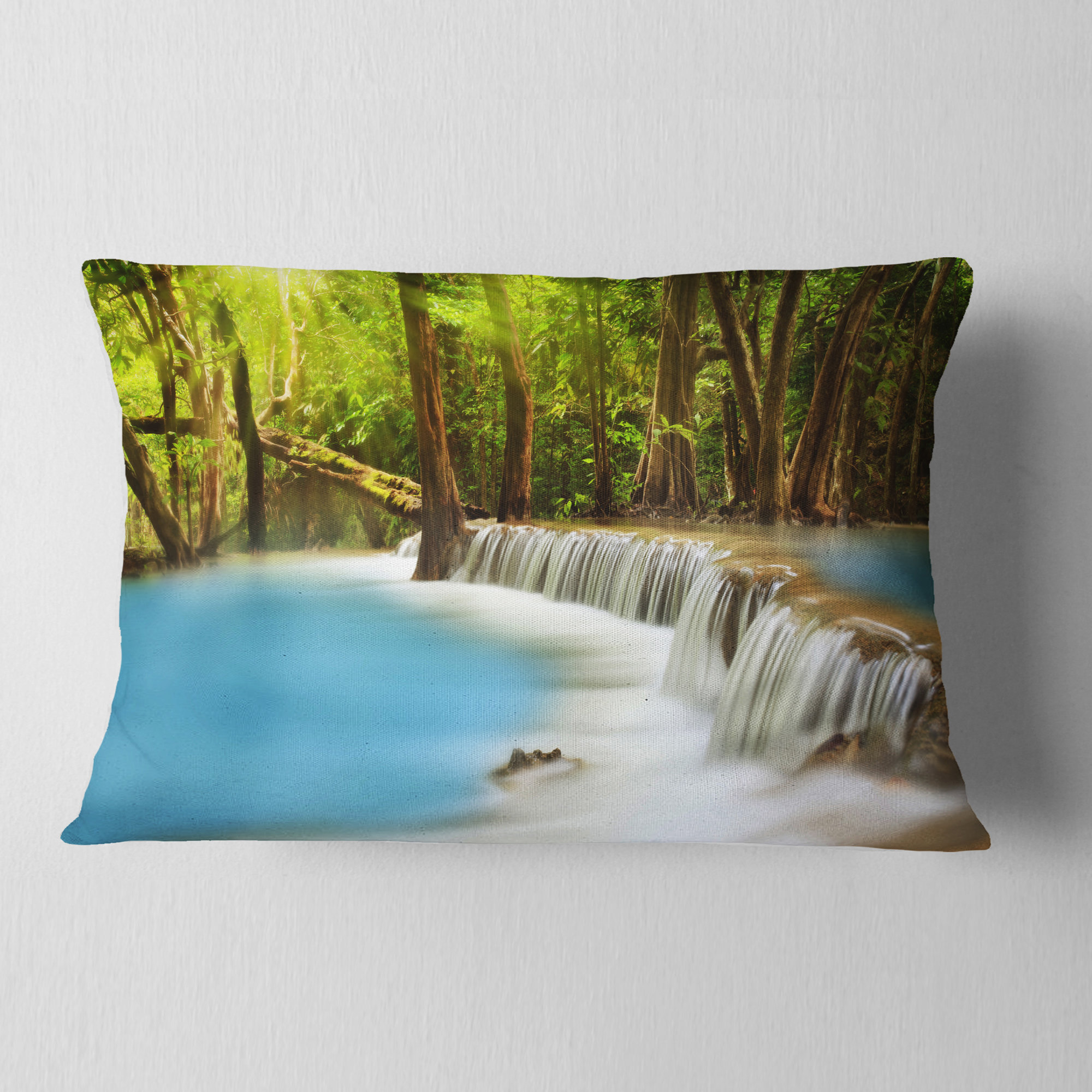 Design Art Photography View of Huai Mae Kamin Waterfall Lumbar Pillow ...