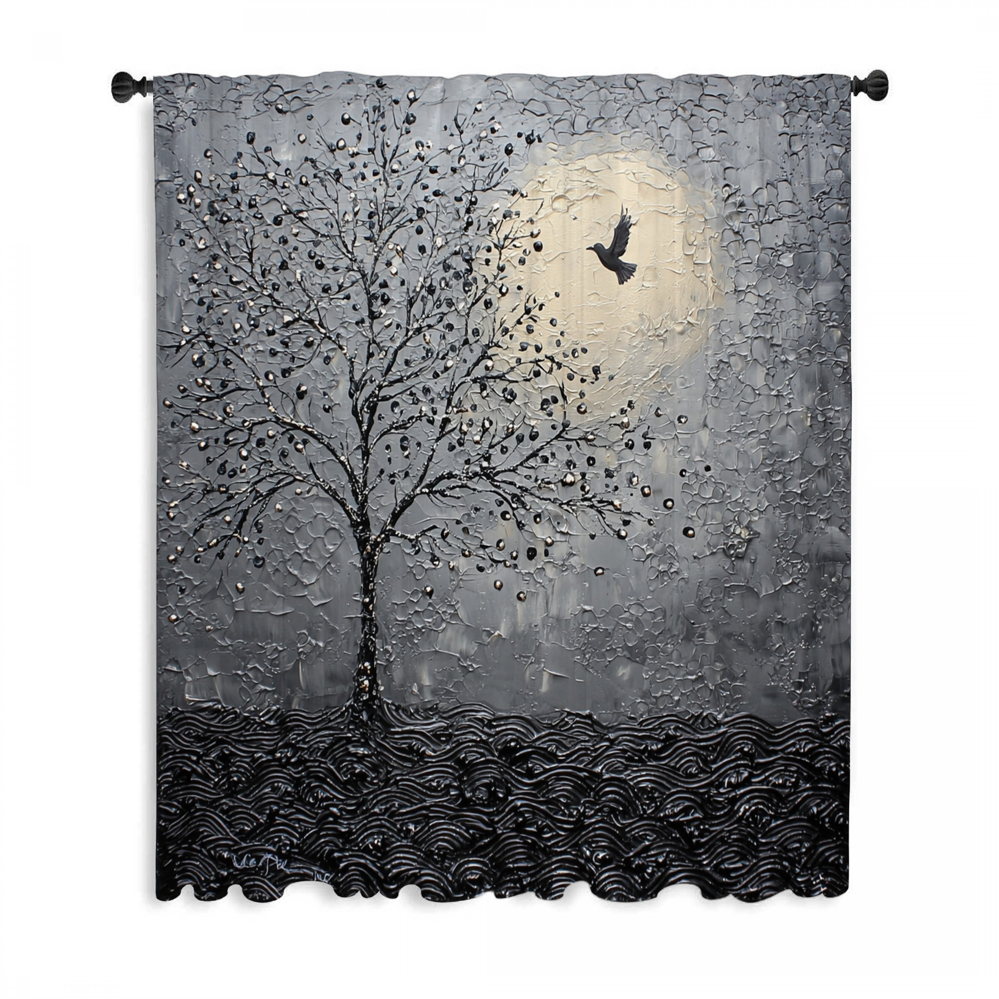 Foundry Select Moonlit Tree Window Curtains, Nature Blockout & Sheer ...
