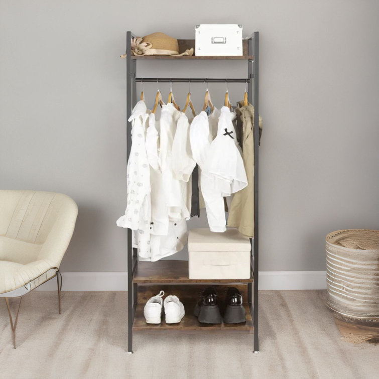 FURNOLD 60cm Industrial Heavy Duty Metal Open Wardrobe With Shelves ...