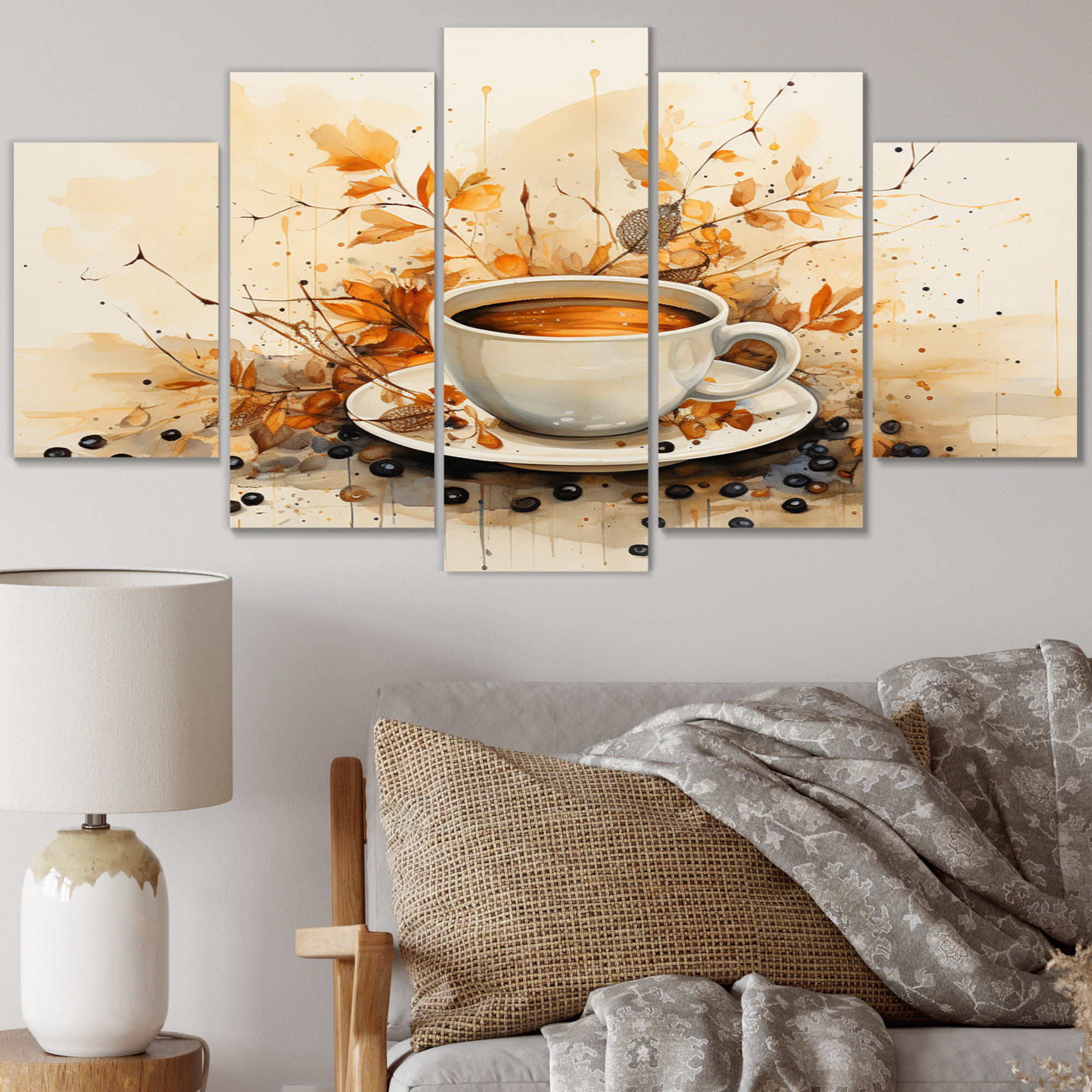 Design Art Food Coffee Tea Pointillism I - Food & Beverage Metal Wall ...