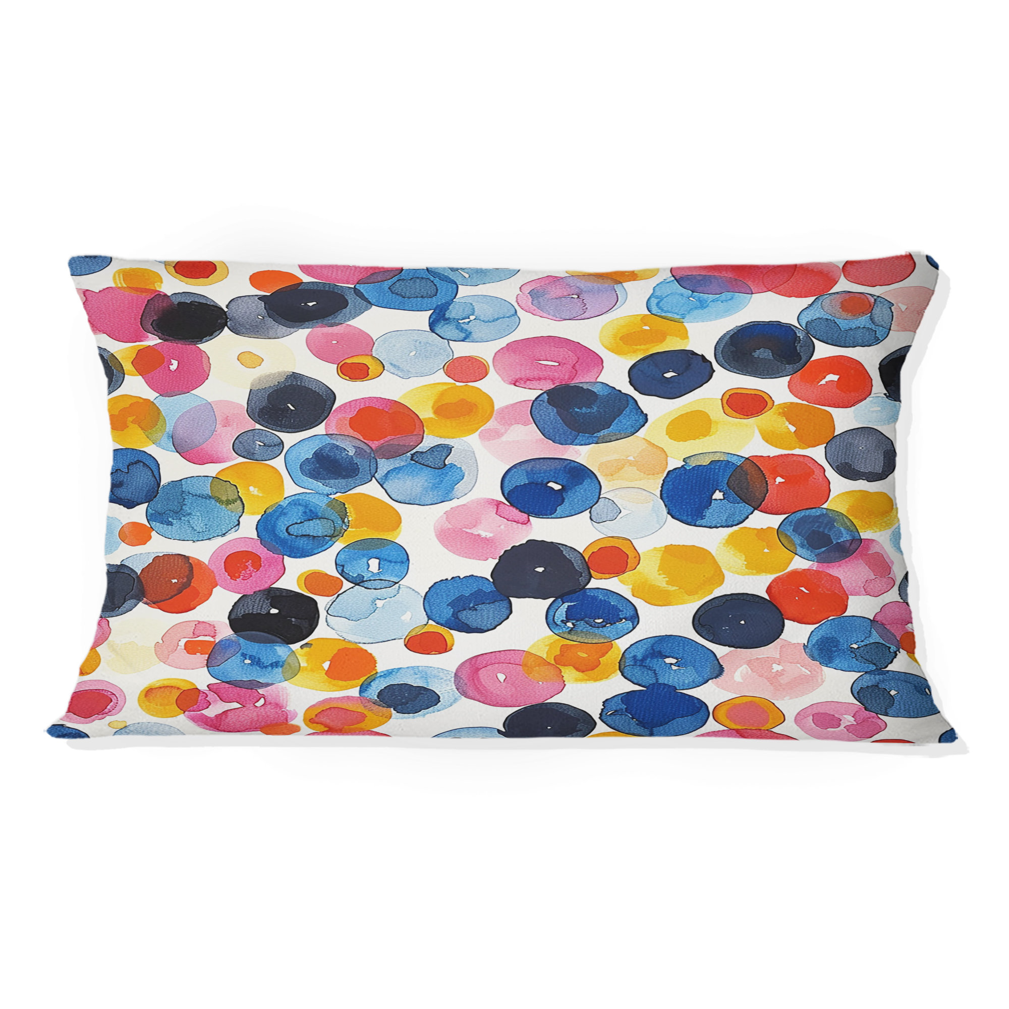 Design Art Blue Red Polka Dot Print - Polka Dot Lumbar Pillow | Wayfair