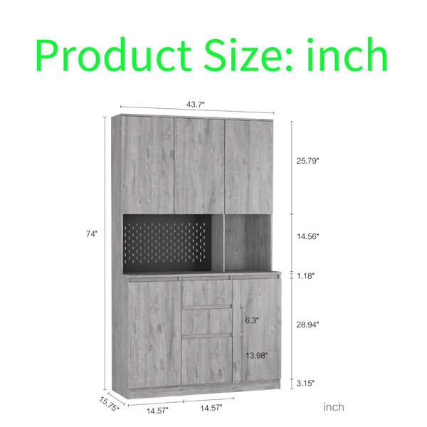 Ivy Bronx Freestanding Kitchen Pantry Cabinet With 3 Ac Outlets & 2 Usb ...