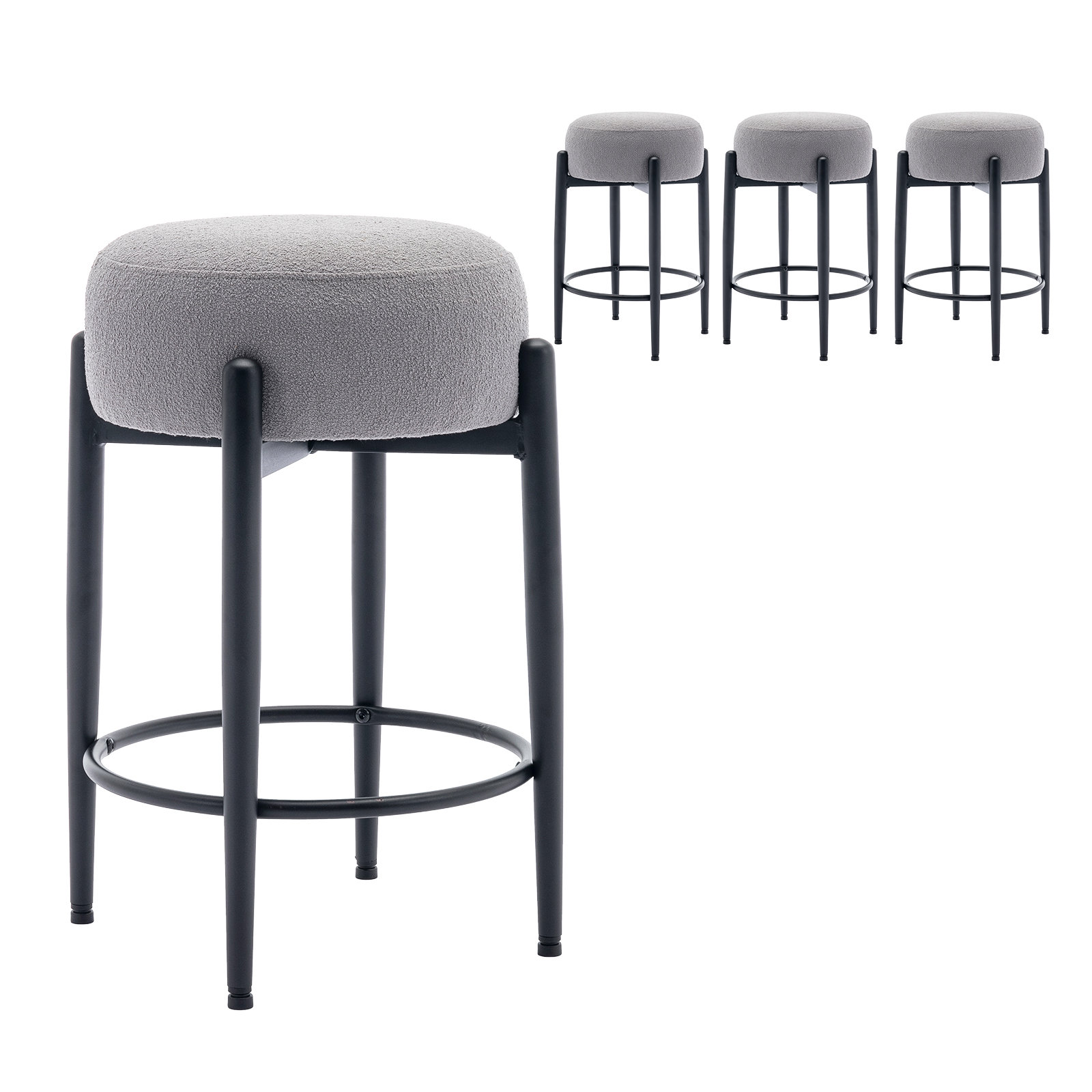 Latitude Run® Carie 24" Sherpa Upholstered Counter Stool - Soft ...