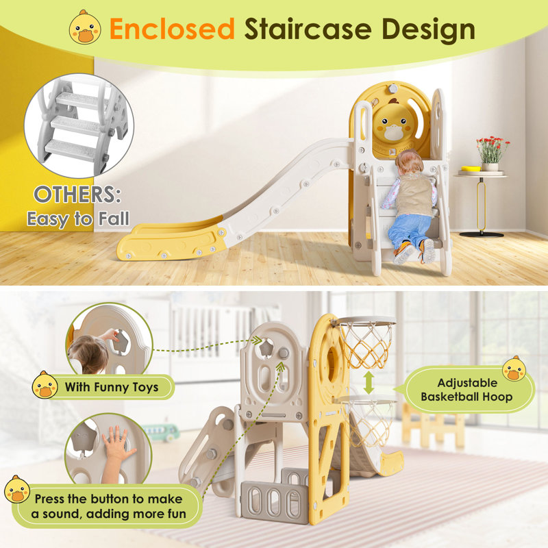 Suteck 5 in 1 Toddler slide, Kids Slide with Climber Outdoor Indoor ...