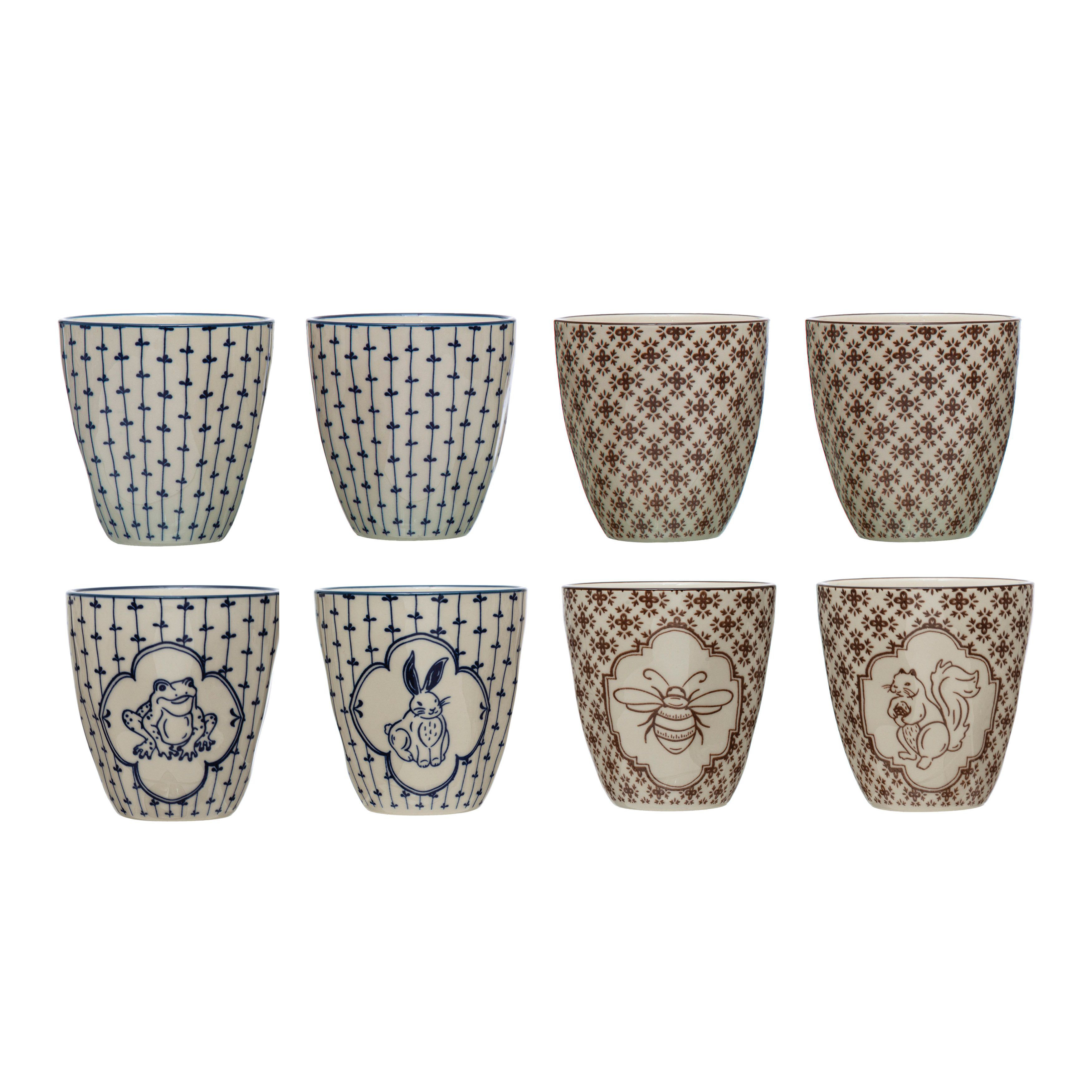 August Grove® Stoneware Cups With Painted Fauna | Wayfair