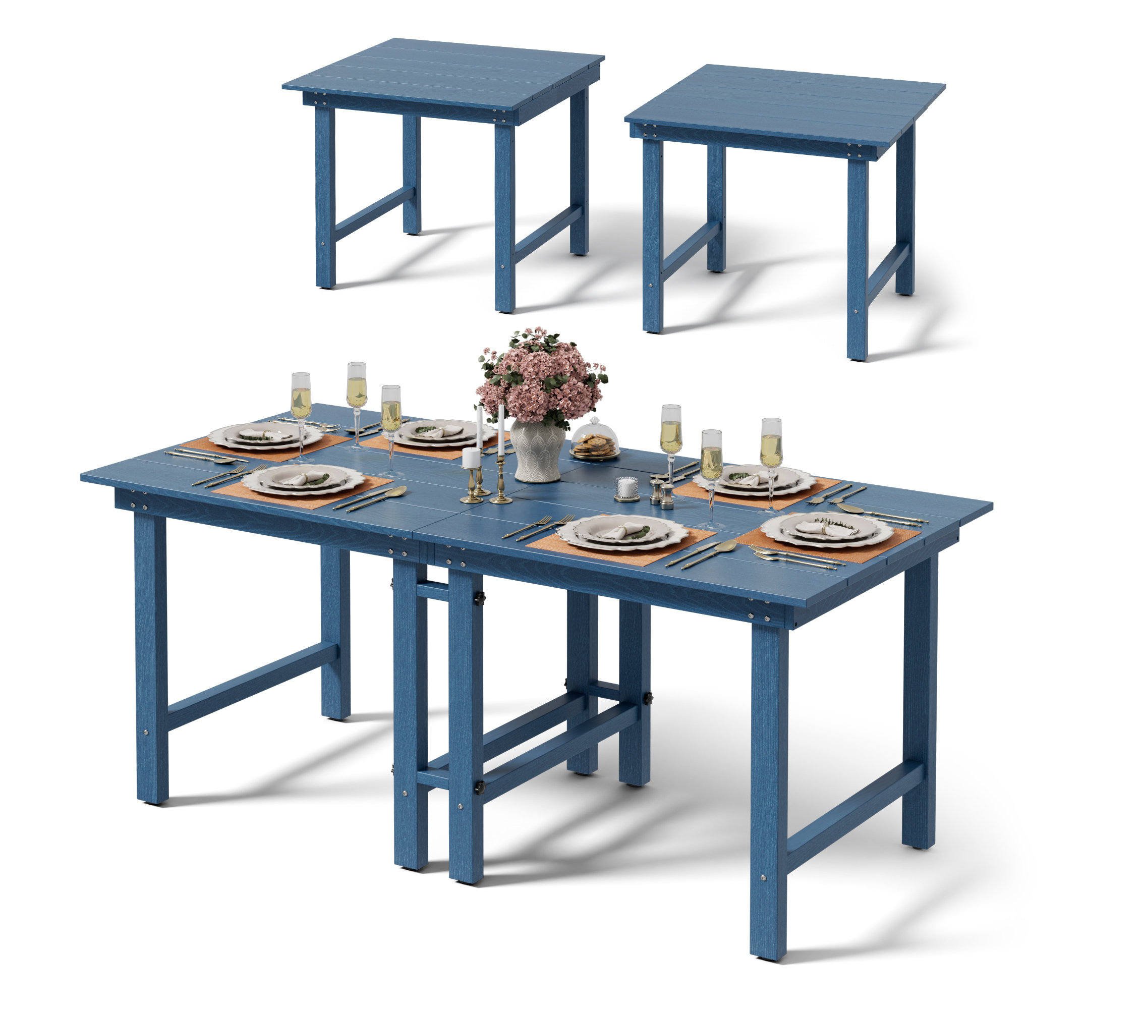 Beachcrest Home Lagunas Outdoor Patio Dining Tables Set Of 2 Attachable ...