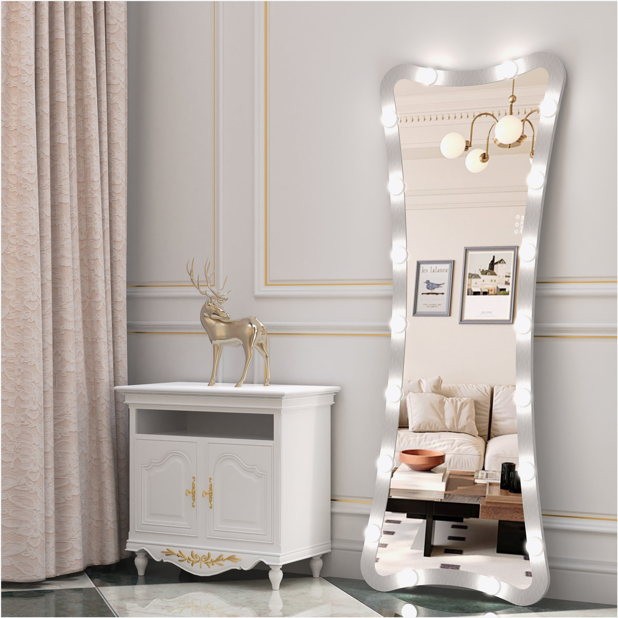 Ebern Designs Hollywood Full Length Mirror with Lights Full Body Vanity ...