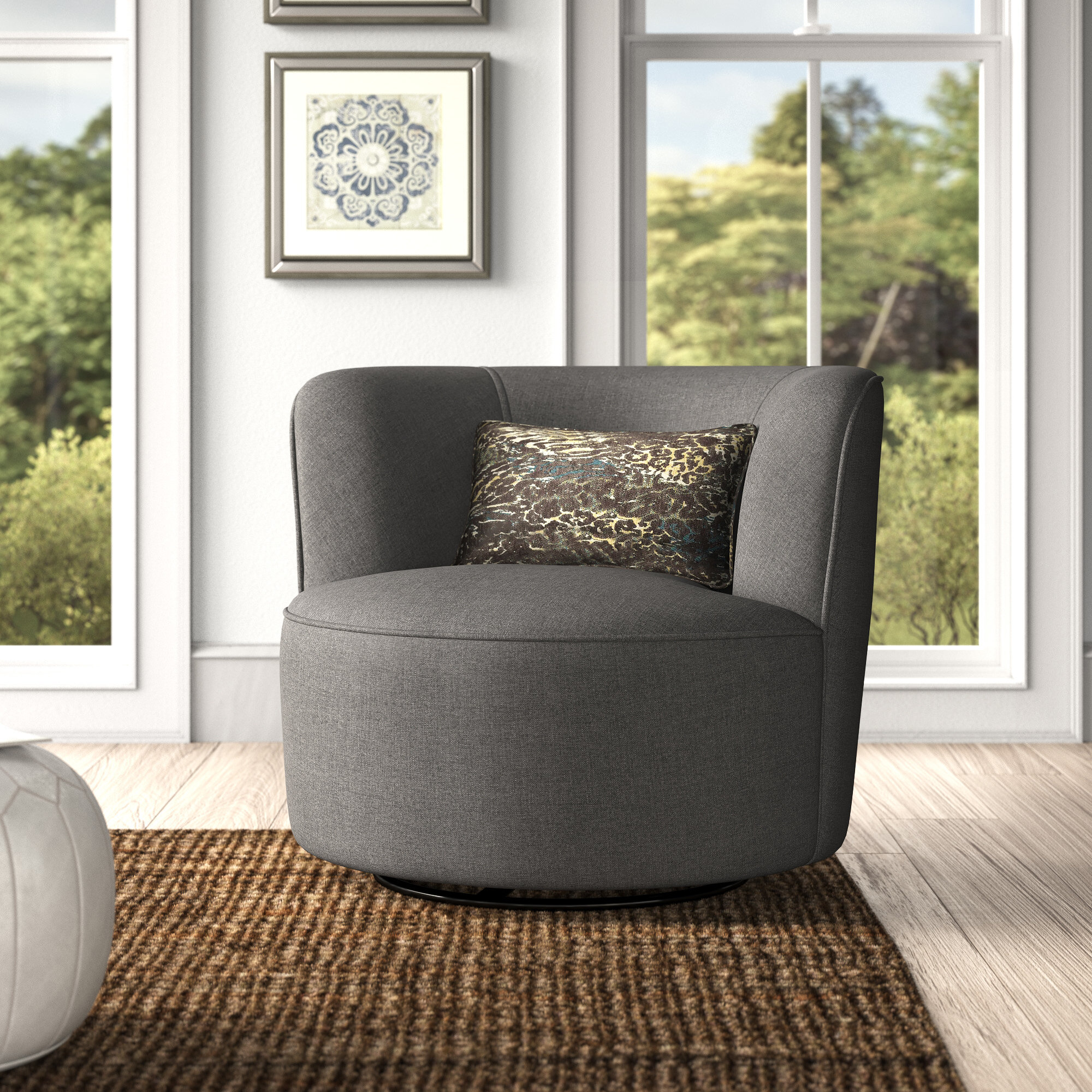 Mistana™ Dreketi 36.6" W Polyester Barrel Chair | Wayfair