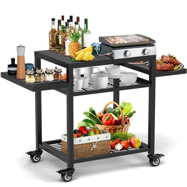 Home 42"X20" Three-Shelf Grill Cart - Commercial-Grade Outdoor Bbq Prep ...