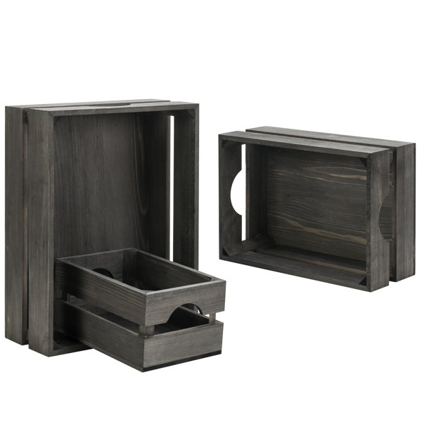 Millwood Pines 3 Piece Solid Wood Crate Set | Wayfair