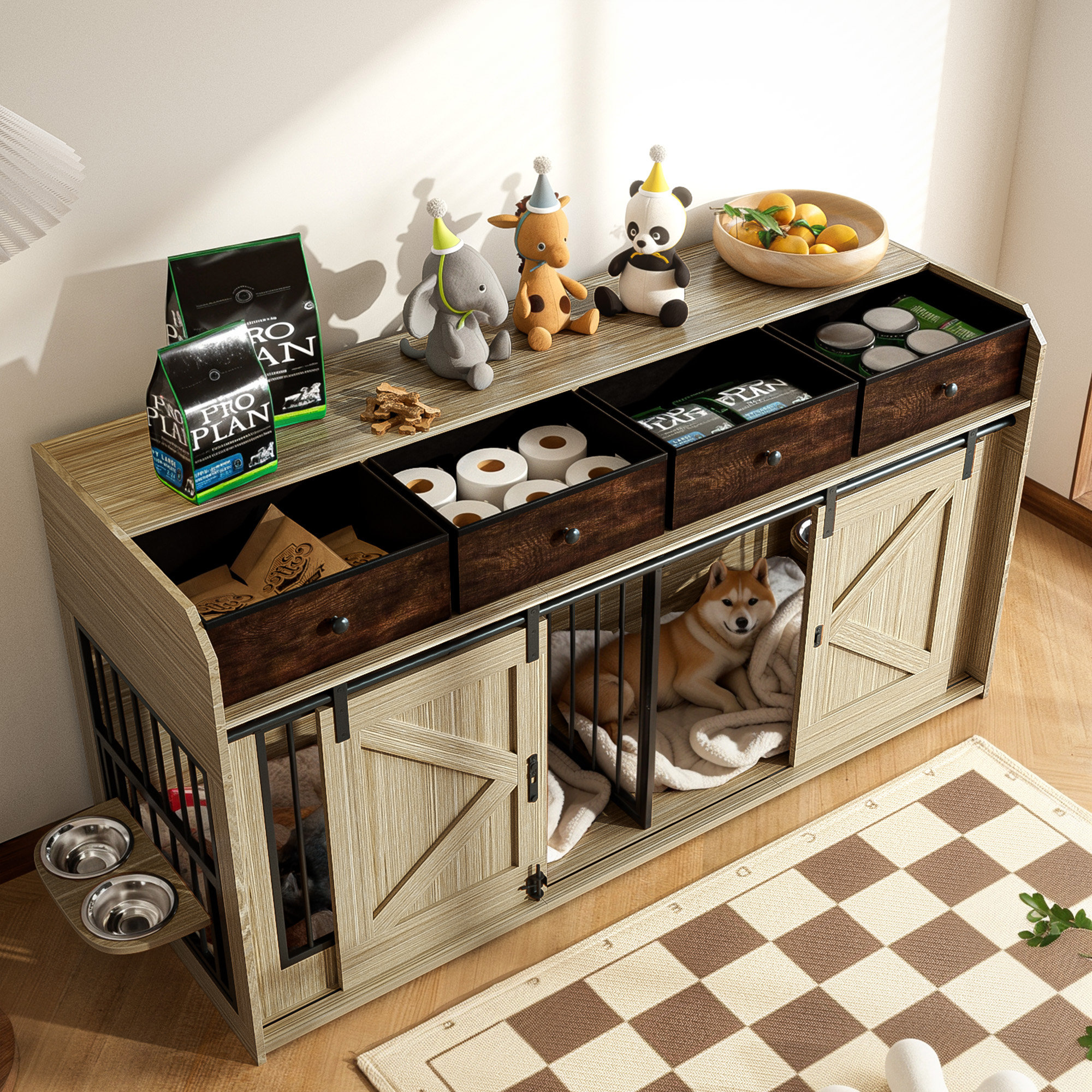 Tucker Murphy Pet™ Dexie 2-in-1 Double Dog Crate Furniture with ...