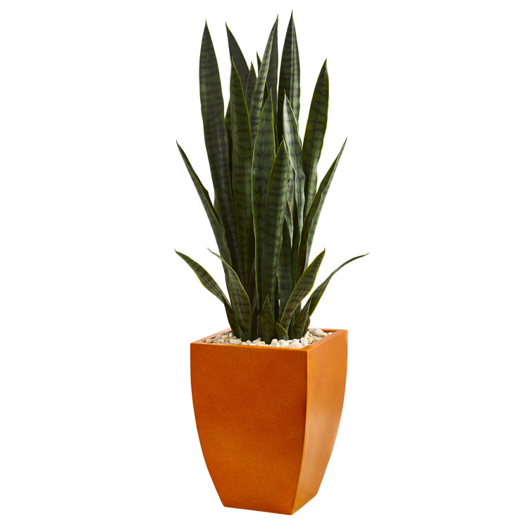 Ivy Bronx 48'' Faux Snake Plant (Sansevieria) Plant in Earthenware ...