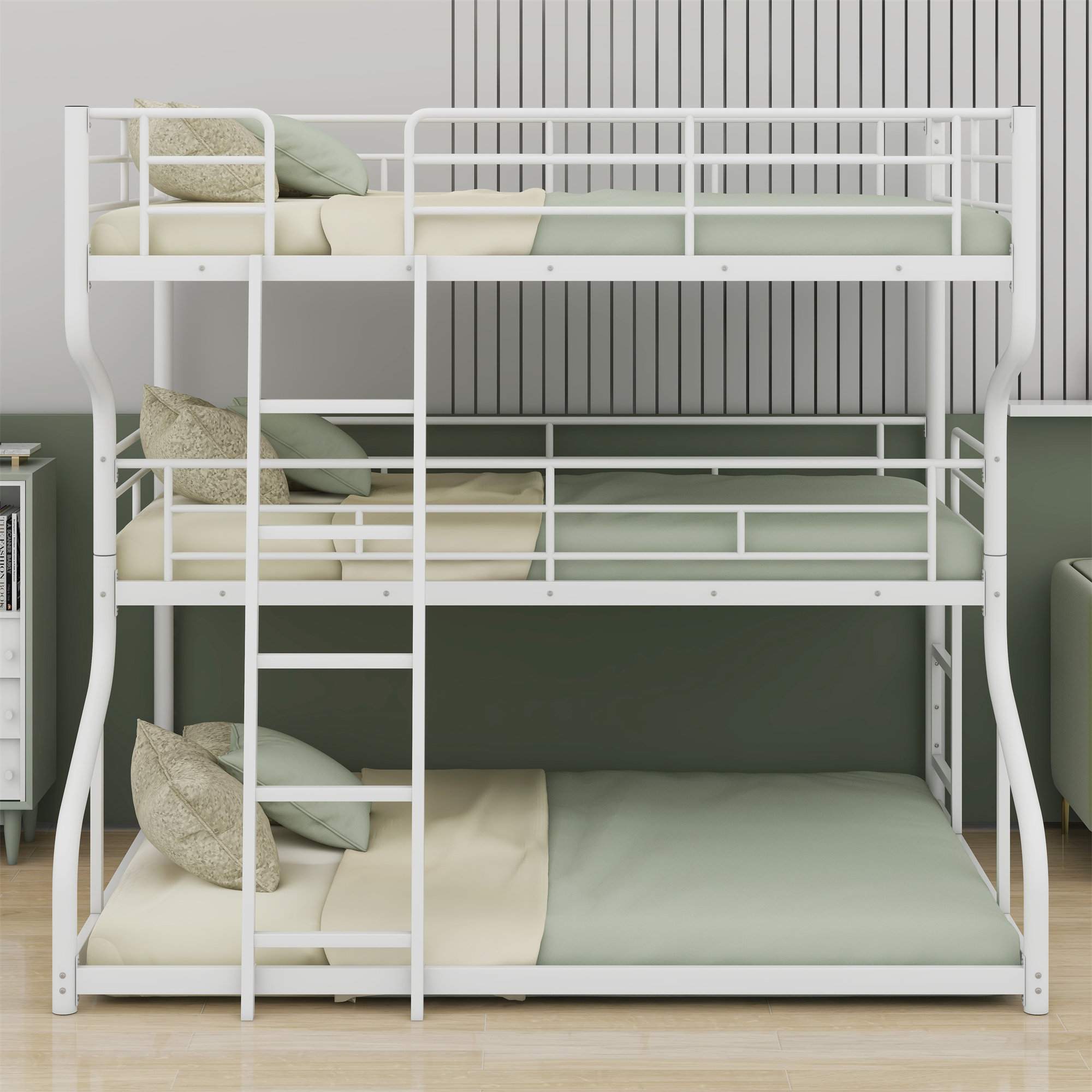 Isabelle & Max™ Triple Bunk Bed With Long And Short Ladder - Wayfair Canada