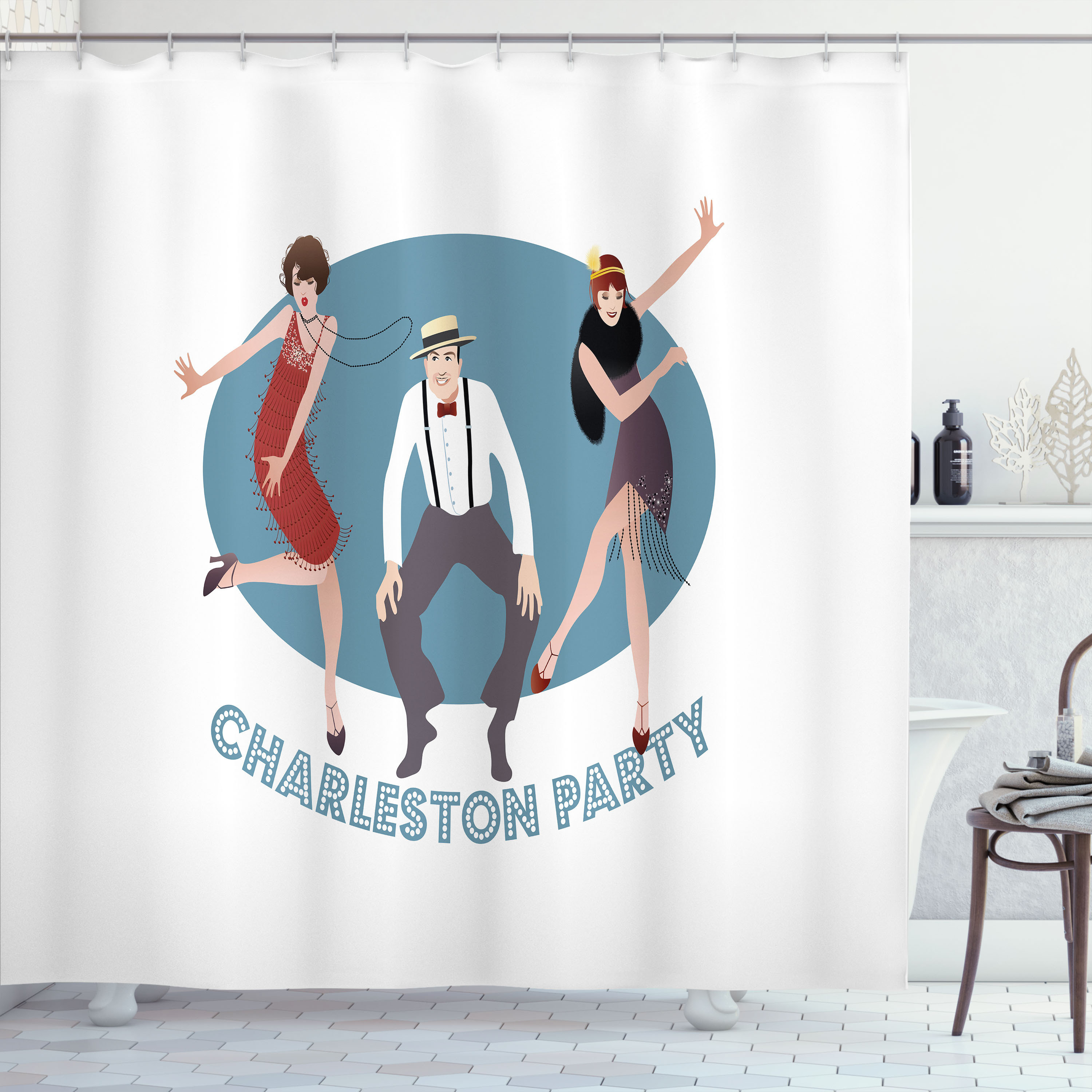 Ambesonne Charleston Shower Curtain Vintage Dancing People Multicolor ...