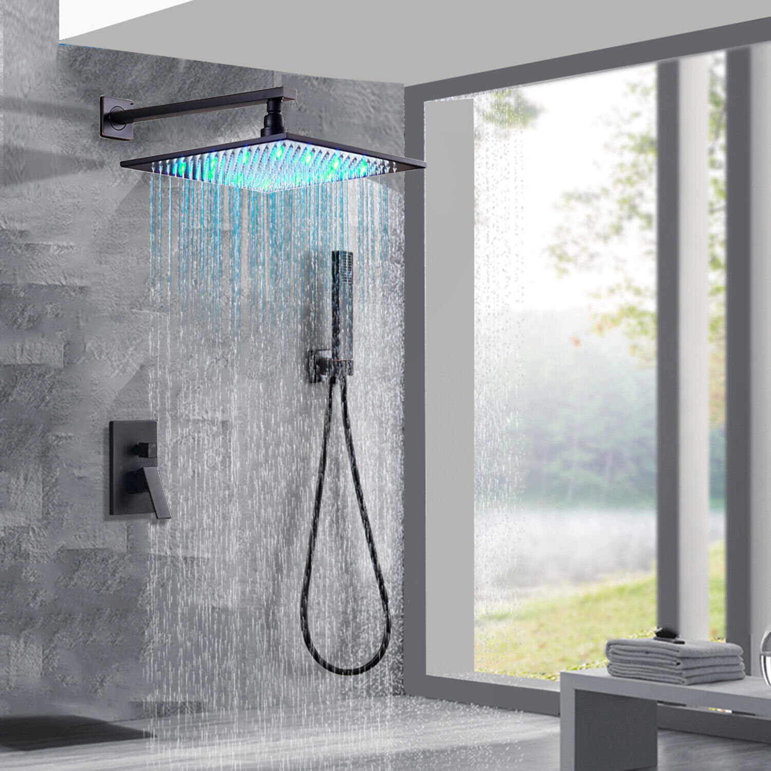 Senlesen 12 Inch Shower System Faucet 2-Function LED Rain Shower Head ...