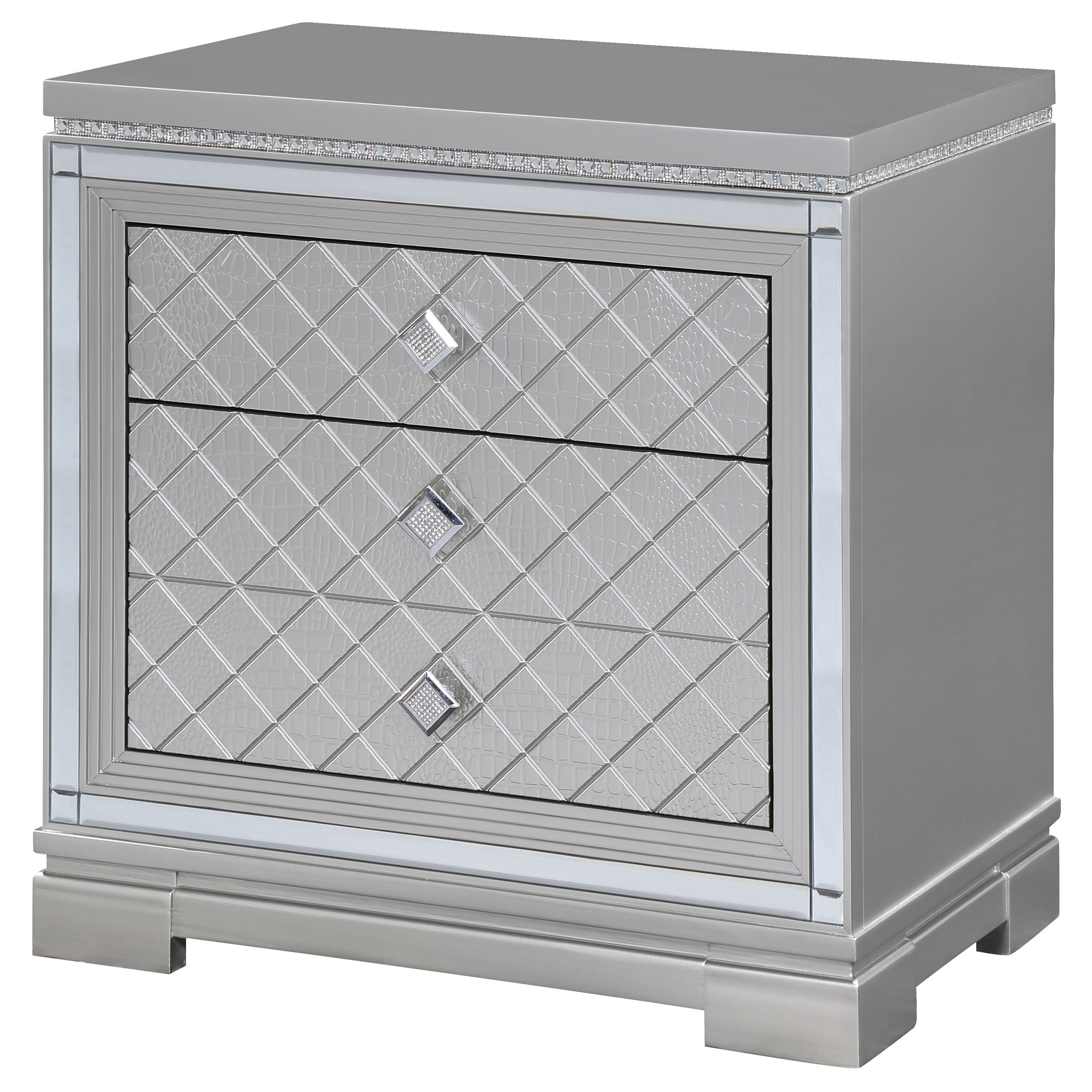 Rosdorf Park Eleanor 2-Drawer Nightstand Metallic Mercury | Wayfair