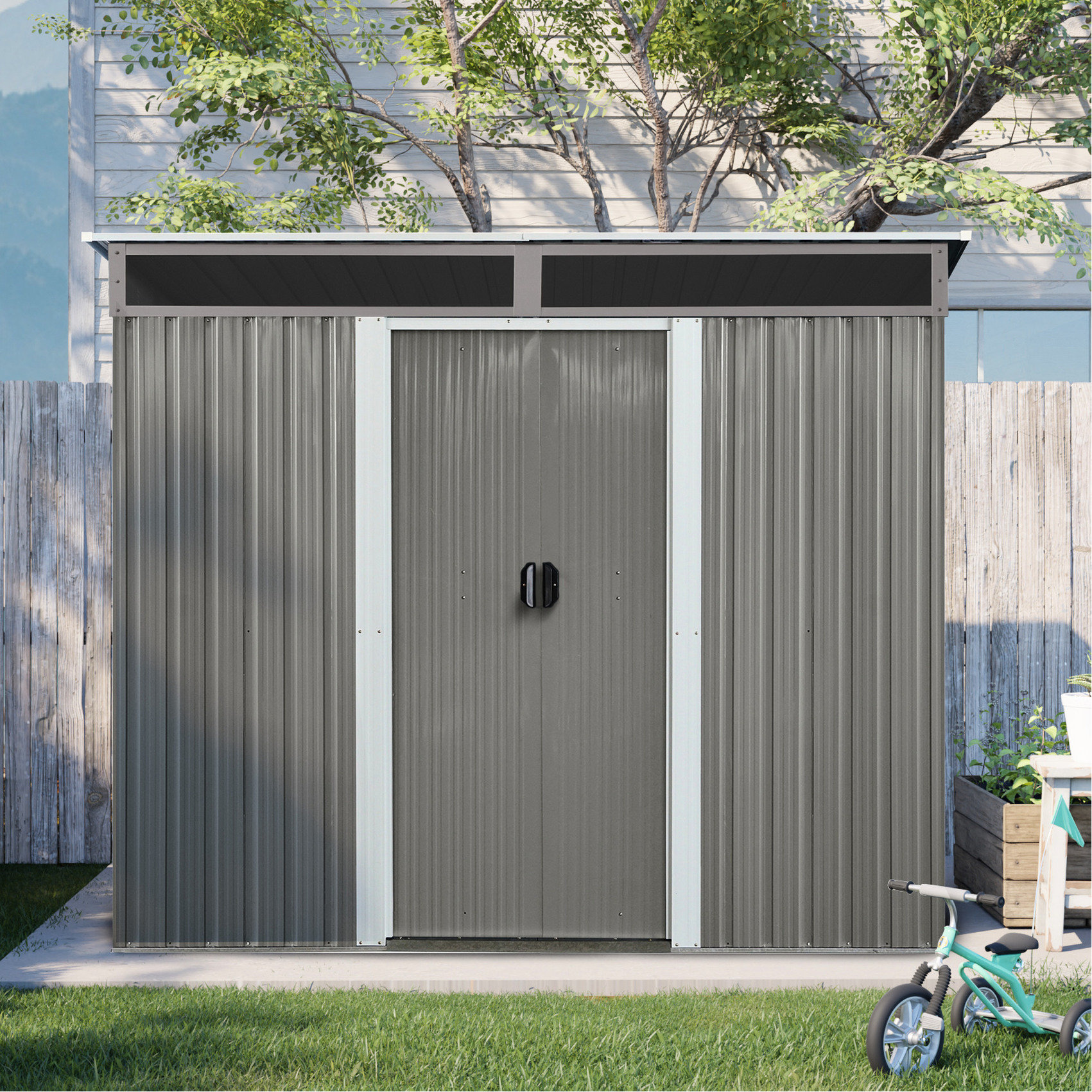 Banior 8 X 6 Ft Outdoor Storage Shed With Lockable Doors - To Corrosion ...