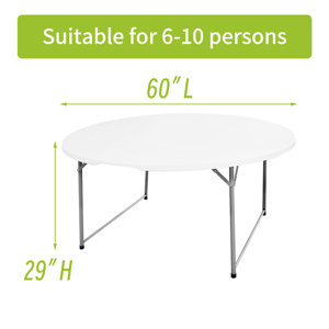 Luxdecor Heavy Duty 5ft 60inch Foldable Banquet Dinning Plastic Folding ...