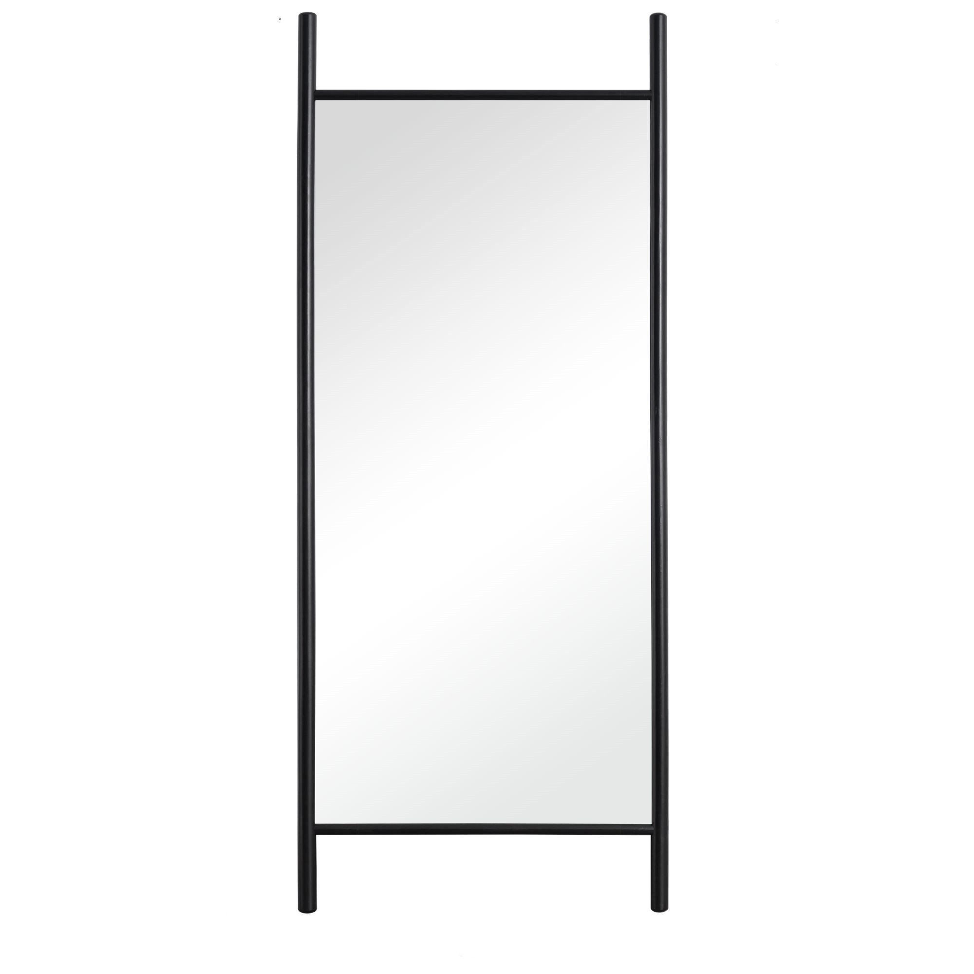 Latitude Run® 64" Black Solid Wood Ladder Leaning Framed Full Length ...