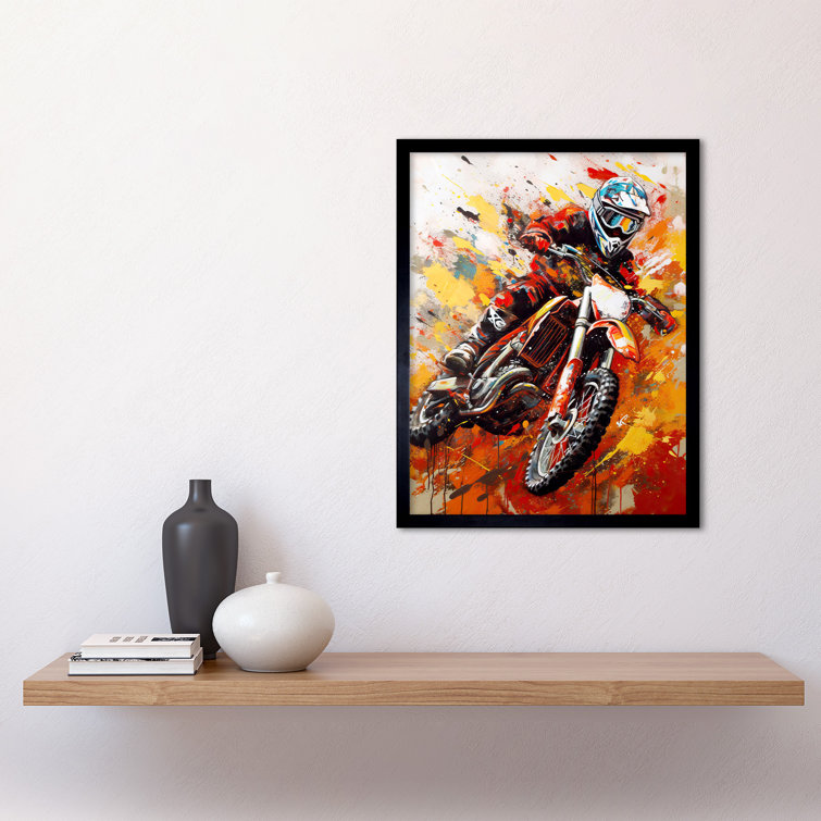 17 Stories Motocross Race Motorcycle Sport - Single Picture Frame Print ...