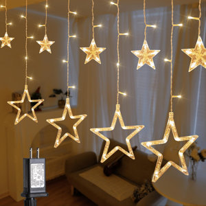 The Holiday Aisle® 126L Warm White Star Icicle Lights, 8.2FT Clear ...