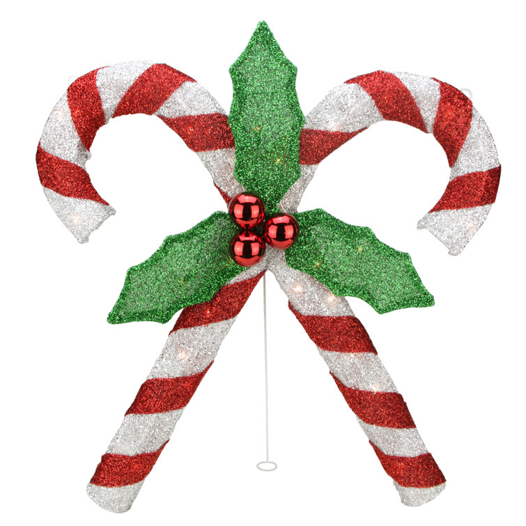 Northlight 27" Lighted Sparkling Red and Silver Double Candy Cane ...