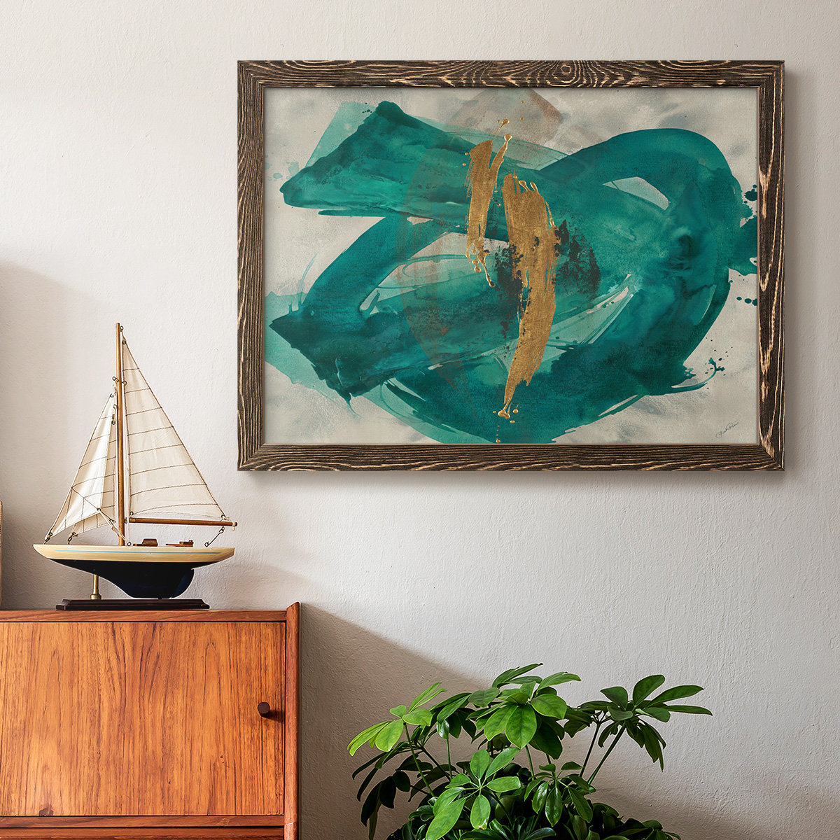 Wrought Studio™ Nexus III- Rustic Framed Gallery Wrapped Canvas | Wayfair