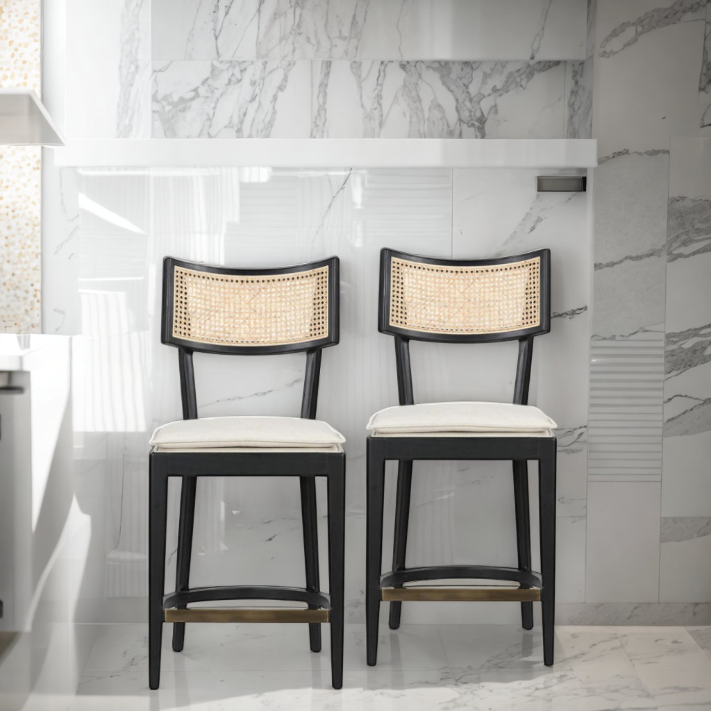 Walnut Decor Charlie Cane Counter Stool | Wayfair