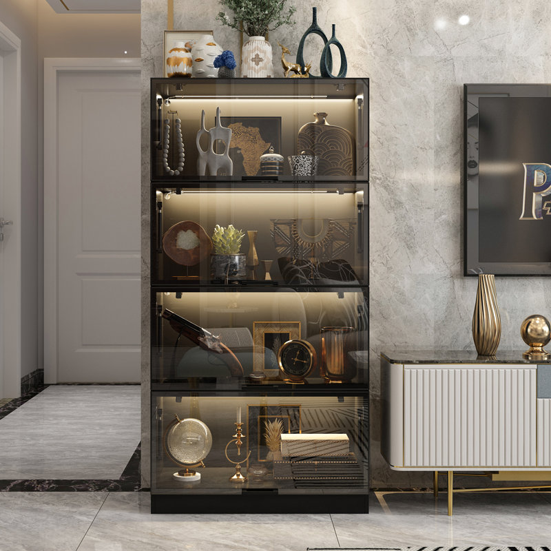 Morinome 4-Layer Glass Door Display Case With LED Light & Reviews | Wayfair