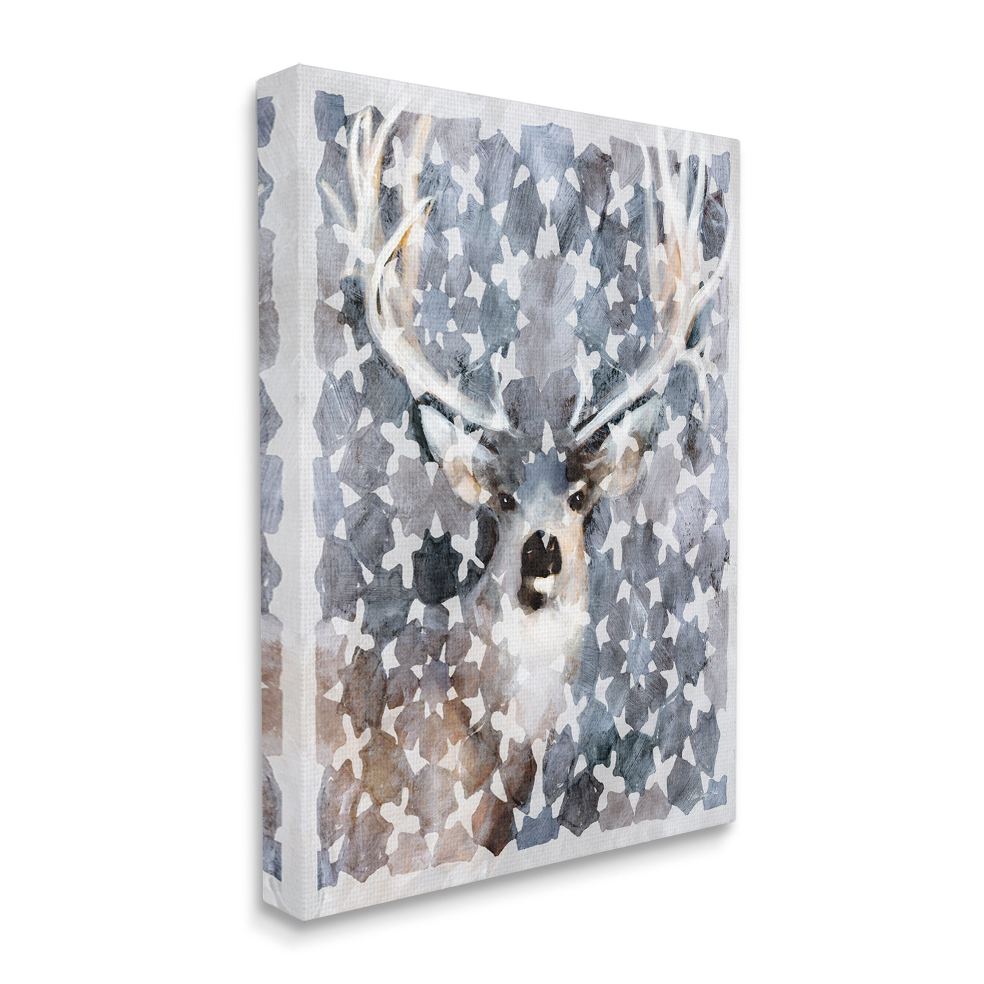 Stupell Industries Abstract Forest Stag Geometric Pattern Blue Brown ...