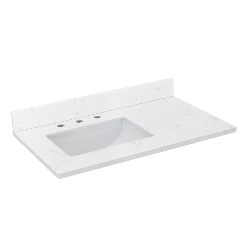 Luobath Engineered Stone Single Bathroom Vanity Top With Left Offset ...