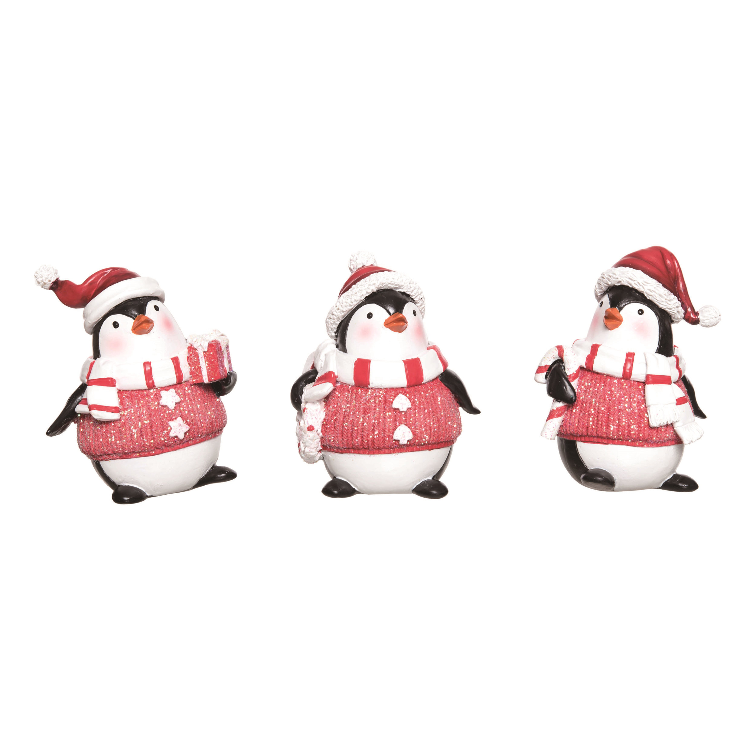 The Holiday Aisle® Resin Chunky Penguin Figurine Set of 3 Christmas ...