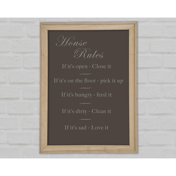 Happy Larry Family Quote House Rules 2 Chocolate Framed Print | Wayfair ...