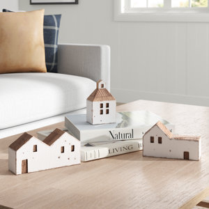 Brianna Set of Three White Wooden Houses #1