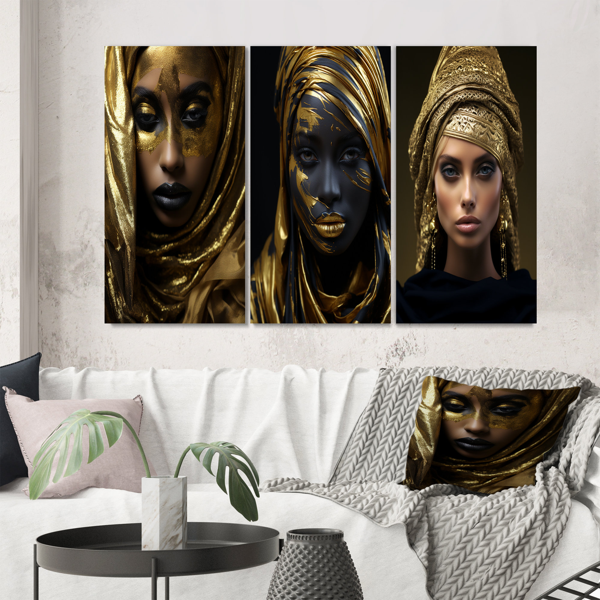 Mercer41 Elegant Gold Vintage Muslim Queen - Religious Woman Art Set Of ...