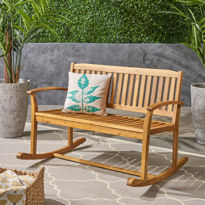 August Grove® Outdoor Candleick Rocking Solid Wood Bench & Reviews ...