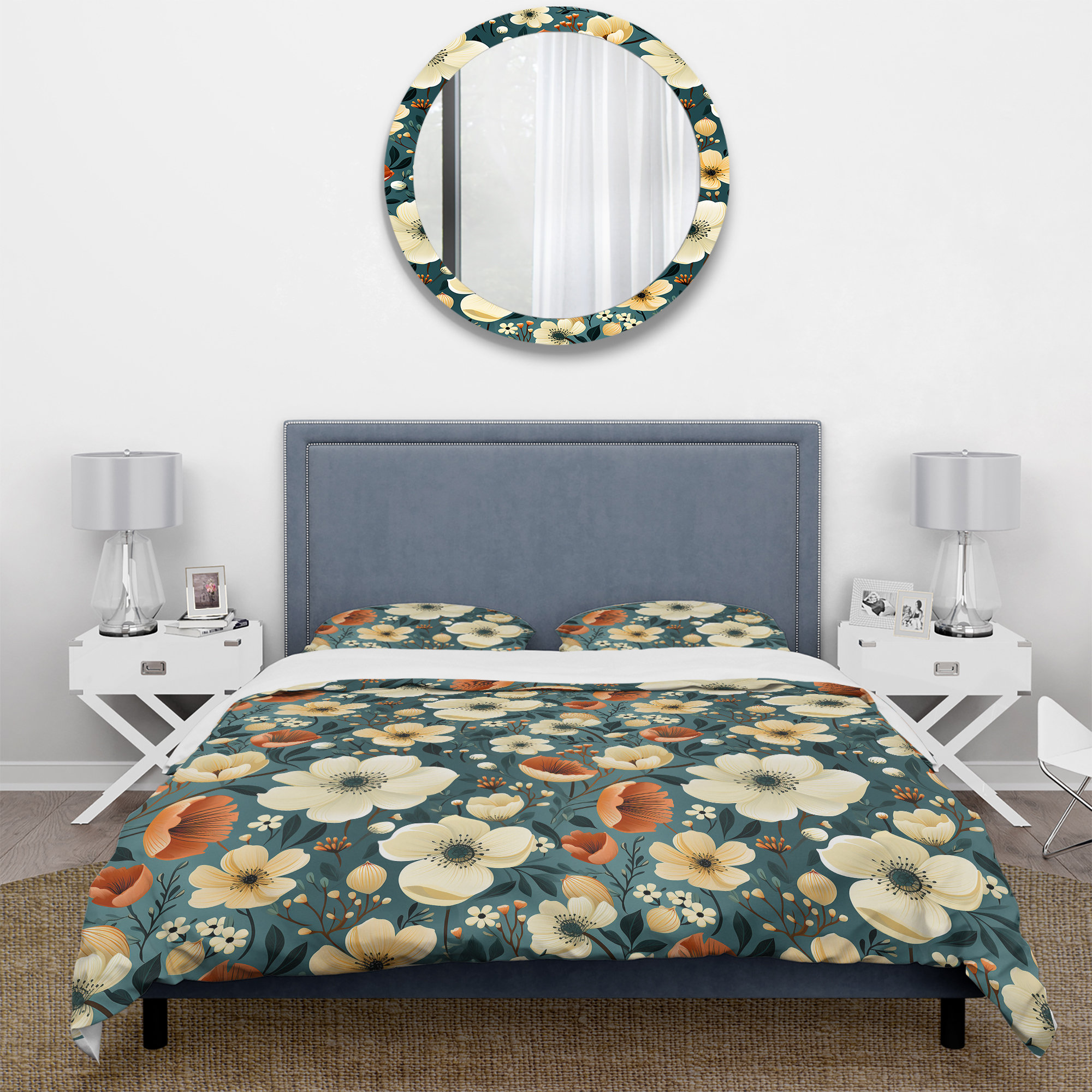 Design Art White Orange Rustic Whispers Duvet Cover Set | Wayfair