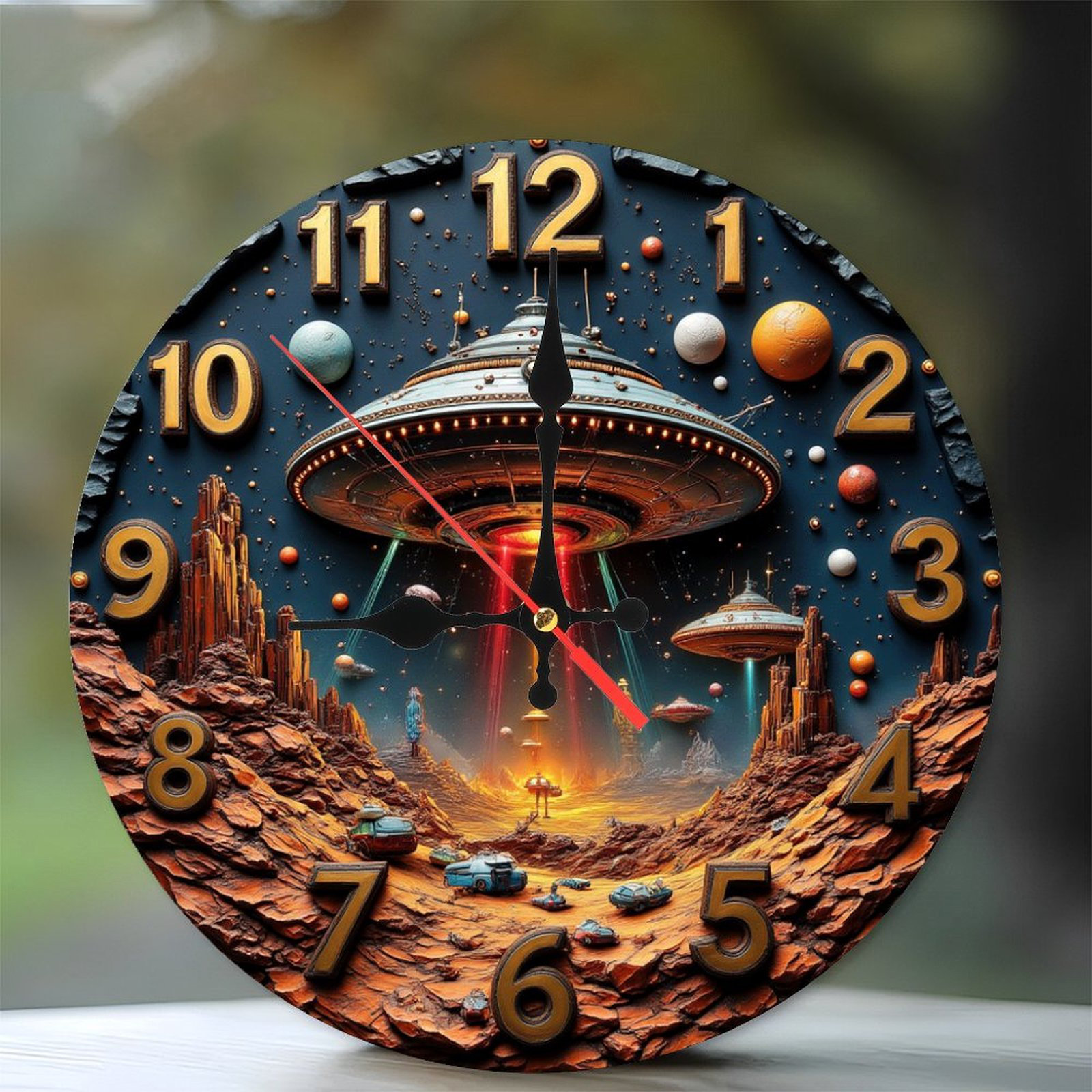 Dakota Fields Alien Spaceship Wall Clock Unique Design | Wayfair