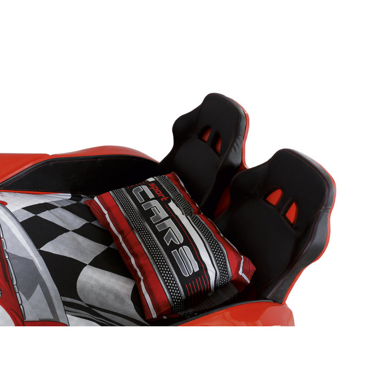 Zoomie Kids Aaeesha Twin Race Car Bed, Remote Control, LED Lights ...
