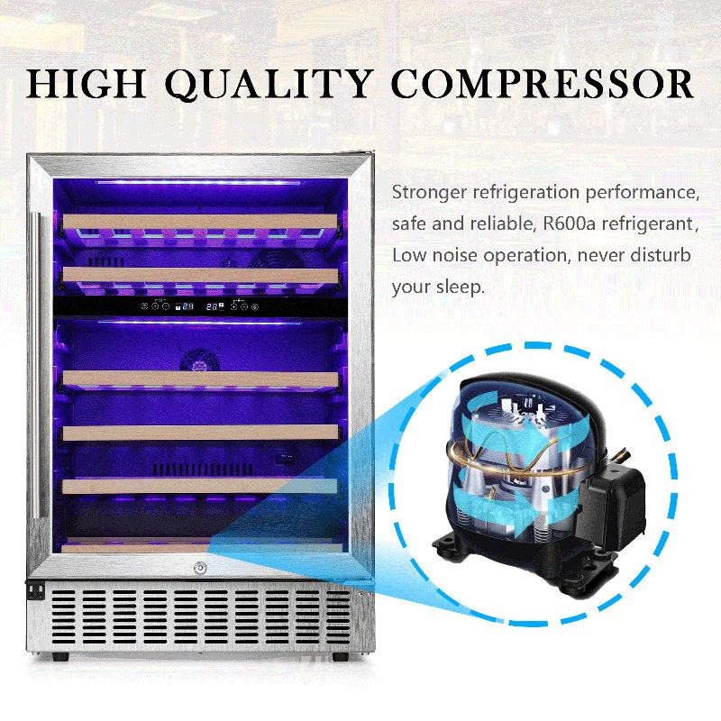 R.W.FLAME 23.4'' 46 Bottle Dual Zone Freestanding/Built-In Wine Fridge ...