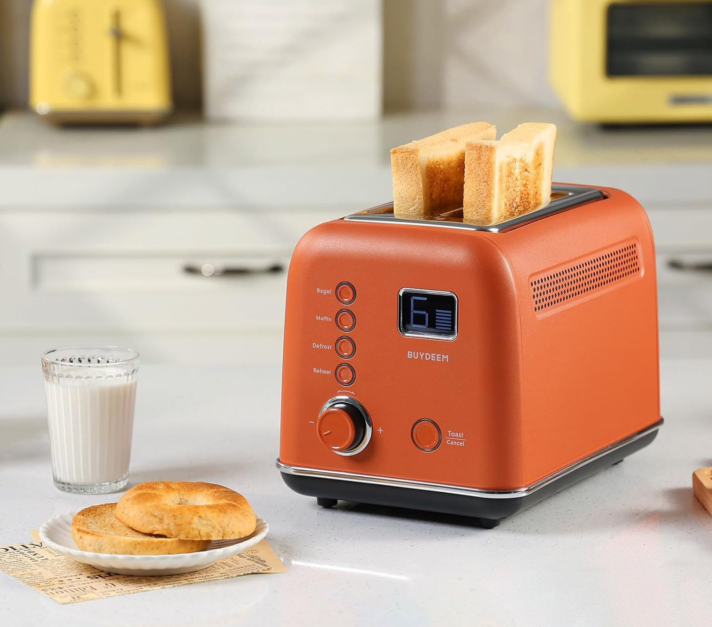 LUCULY 2-Slice Smart Digital Leverless Toaster With LCD Countdown Timer ...