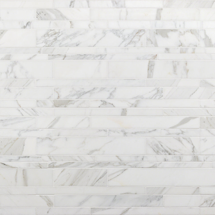 Bond Tile Calacatta Random Sized Marble Linear Mosaic Wall & Floor Tile ...