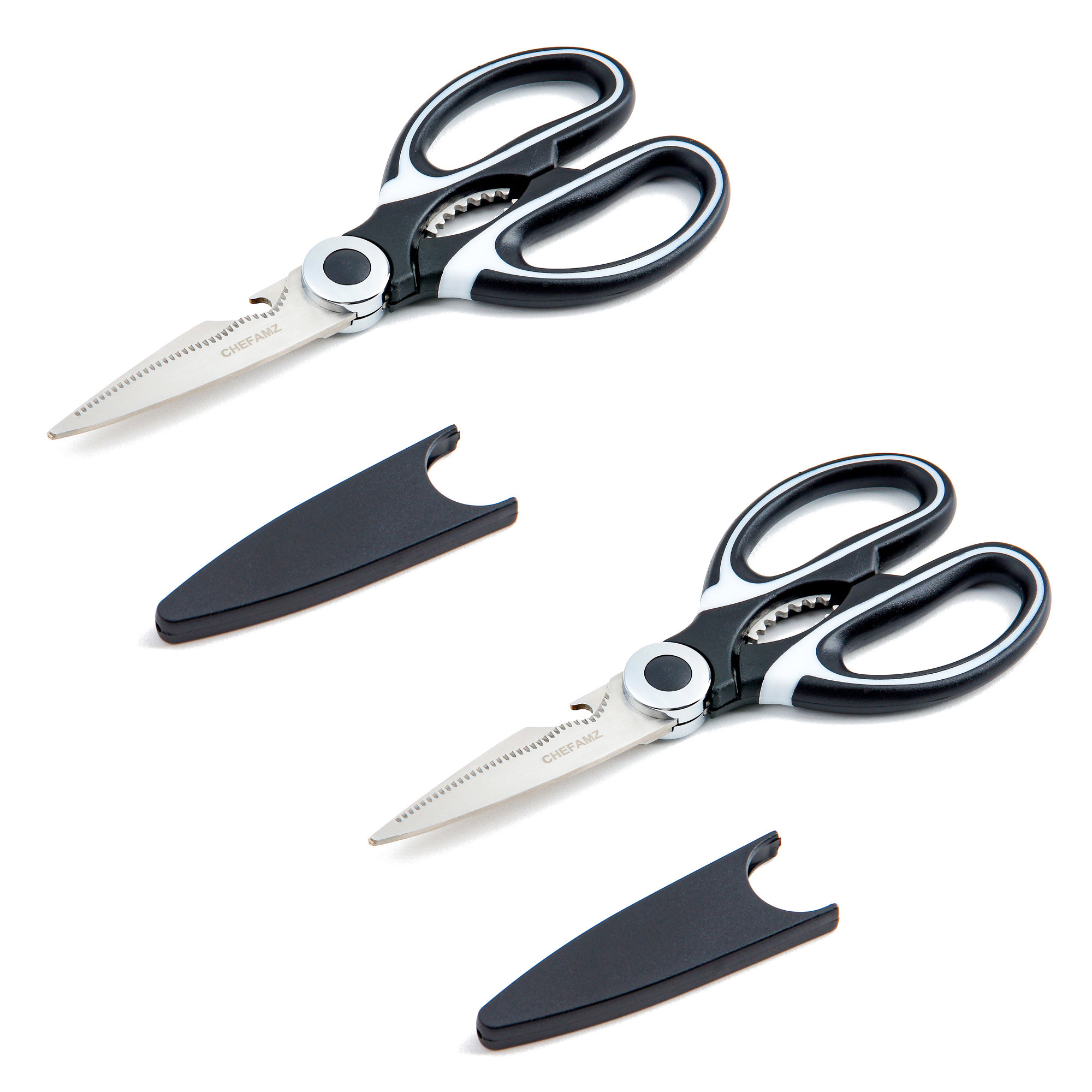 CHEFAMZ 2 Pack Kitchen Scissors,Stainless Steel Ultra Sharp Shears For ...