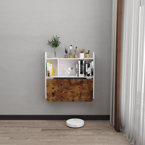 Ebern Designs Laylind Rectangle Floating Desk with and Cabinet | Wayfair