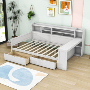 Lark Manor™ Wood Daybed with 2 Storage Drawers and Study Desk | Wayfair