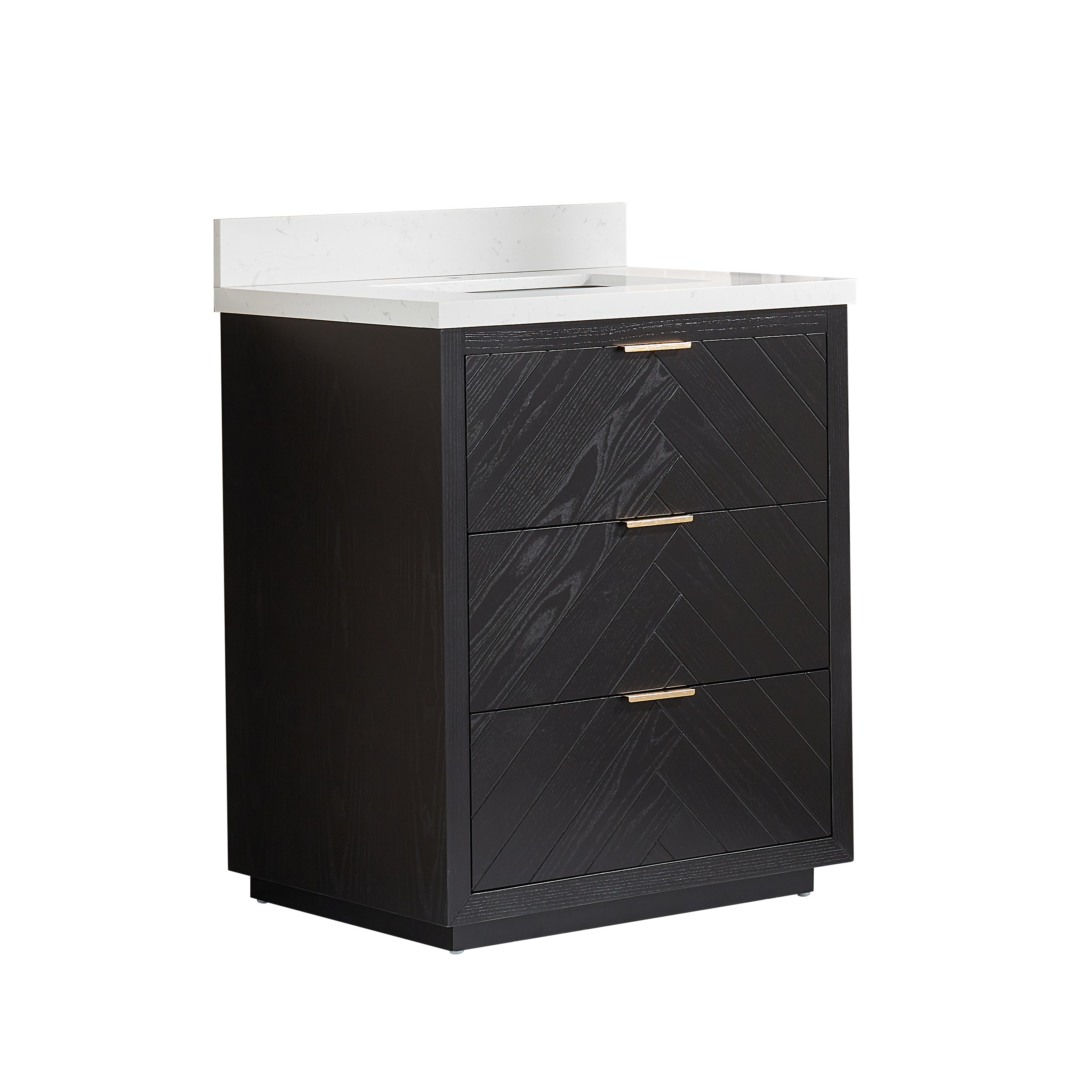 Ivy Bronx Meuble-lavabo simple sur pied avec plateau en céramique 30 po ...