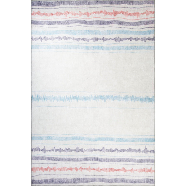 Ebern Designs Thelma Striped Machine Woven Beige Area Rug | Wayfair.co.uk