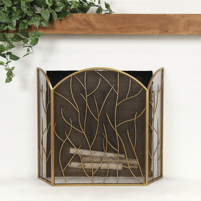 Mercer41 3 Panel Metal Fireplace Screen | Wayfair