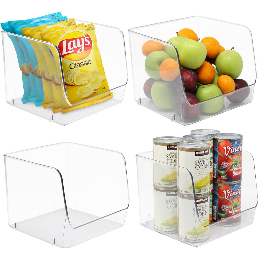 Sorbus Clear Open Front Plastic Fridge and Pantry Storage Bins 4 Pack ...
